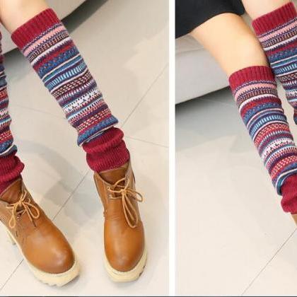 Women Ladies Winter Long Socks Knit Crochet Fashion Leg Warmers Legging ...