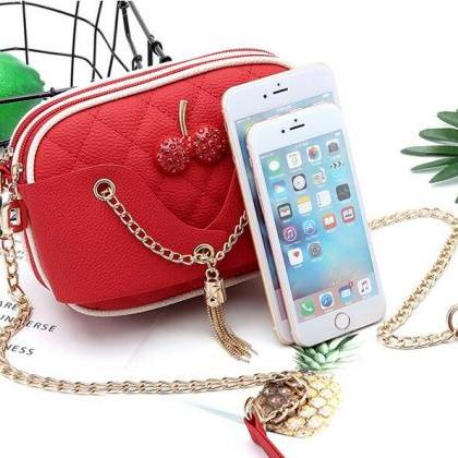 Cute Cherry PU Leather Mini Shoulder Bag - Red on Luulla