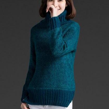 Good Quality Fashion Autumn High-collar Long Sleeve Sweater 2 Color on ...