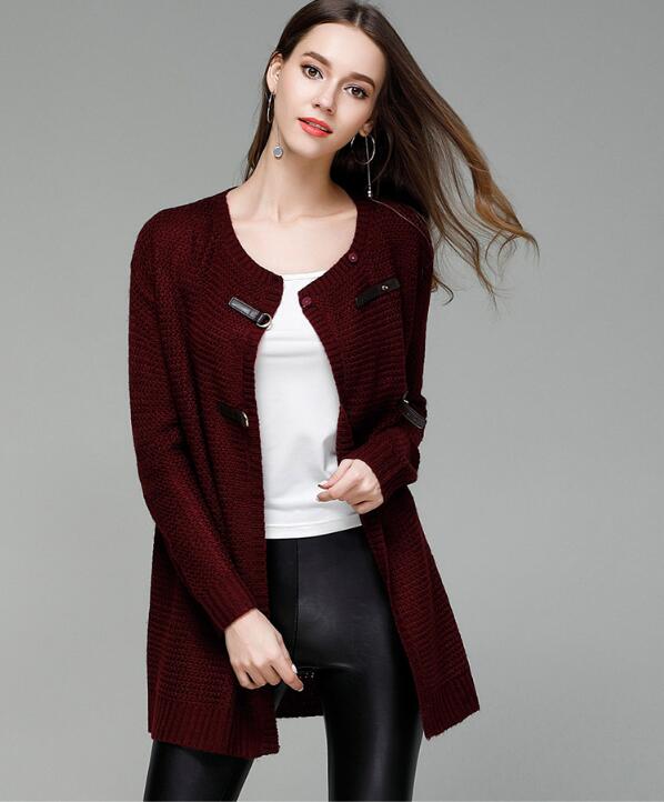 Fashion Solid Knit Cardigan Sweater Coat - Wine Red on Luulla