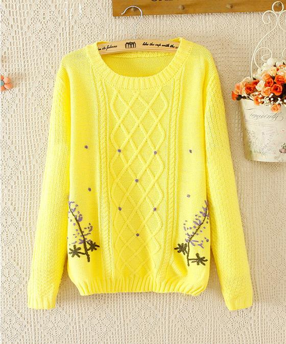 Cute Women Long Sleeve O-neck Pullovers Sweater on Luulla
