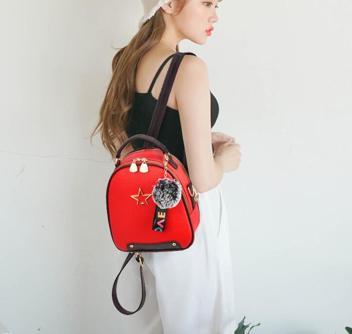 Nice Star Pattern Handbag Pu Leather Backpacks For Women - Red on Luulla