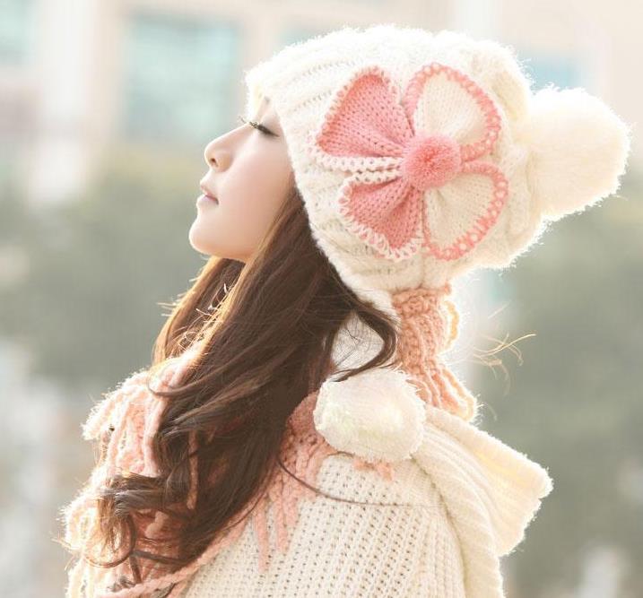 Cute Bow Winter Women's Knitted Hat Knitted Cap on Luulla