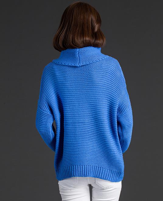 Blue Fashion Winter High-collar Long Sleeve Sweater on Luulla