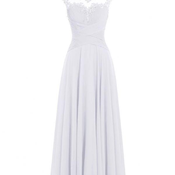 Women Sleveless Embroidered Chiffon Bridesmaid Dress Long Party Pageant ...