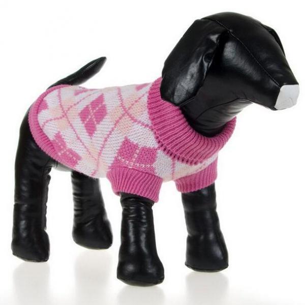 Winter Diamond Pattern Dog Clothes - Pink on Luulla