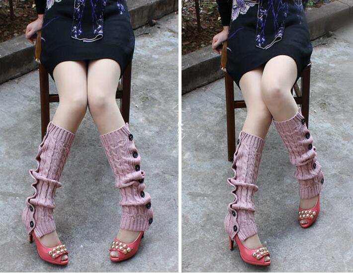 Winter Knitted Leg Warmers Accessories For Women - Pink on Luulla
