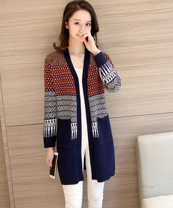 Country Style Multicolor Argyle Cardigans Sweater - Blue on Luulla