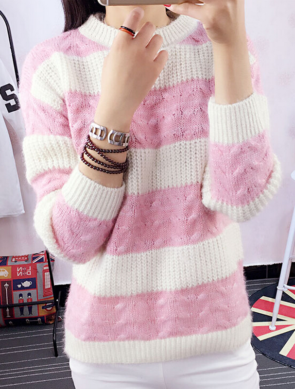 Warm Sweaters Women Fashion Casual Knitted Pullover O Neck Long Sleeve