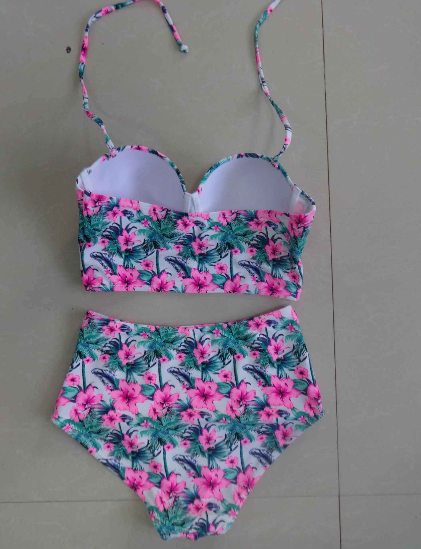 Fashion Women High Waist Flower Pattern Swimswear Bathing Suit Swimsuit ...