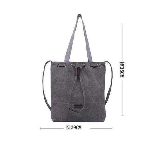 Grey Canvas Drawstring Tote Bag With Shoulder Straps on Luulla